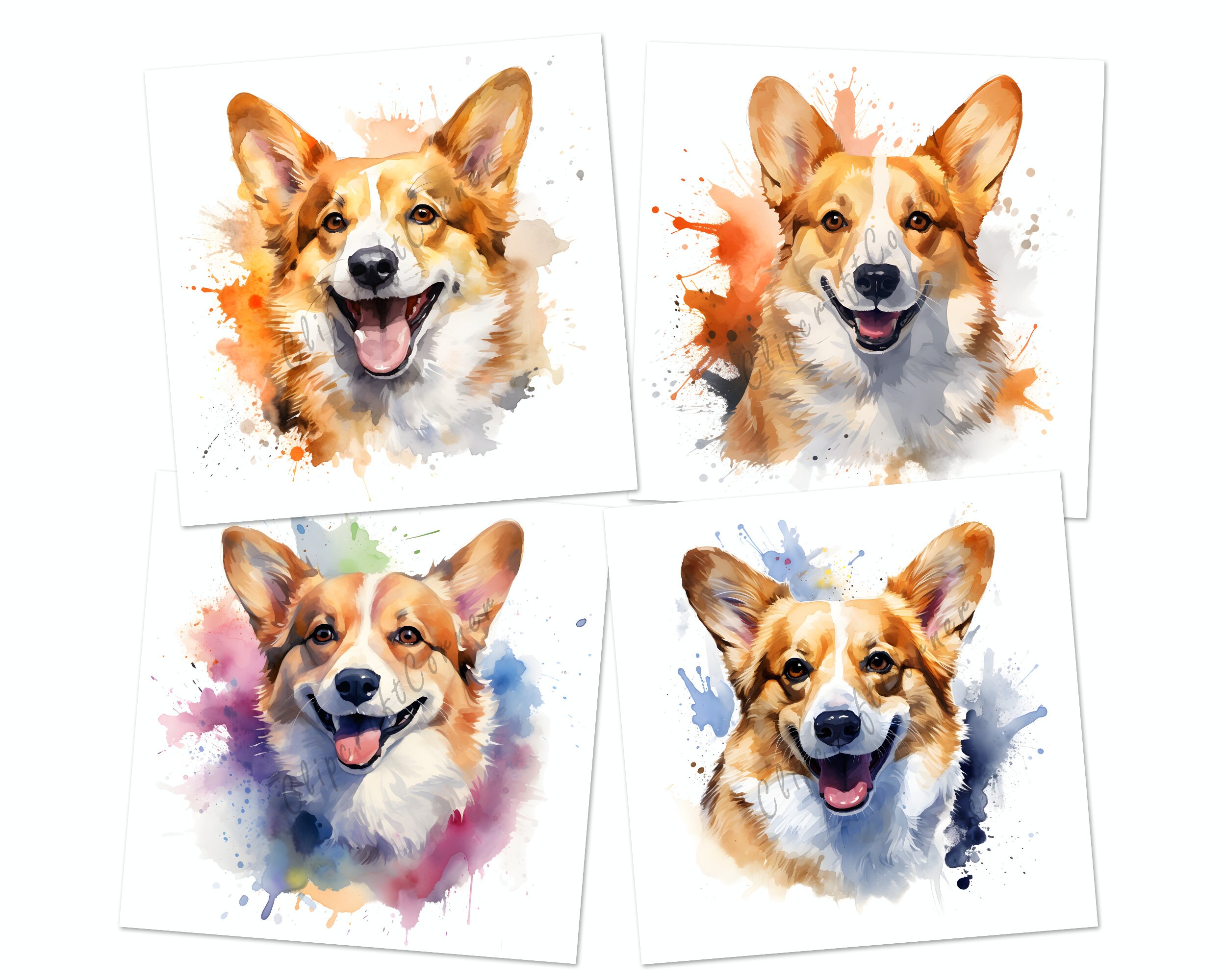 15 Pembroke Welsh Corgi Clipart PNG Bundle | Watercolor Dog Clipart PNG ...
