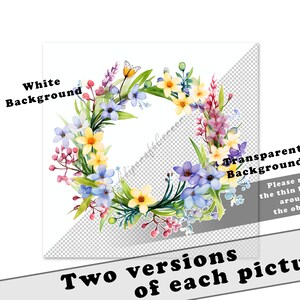 12 Spring Wreath Flowers Clipart PNG | Watercolor Wildflowers Floral ...