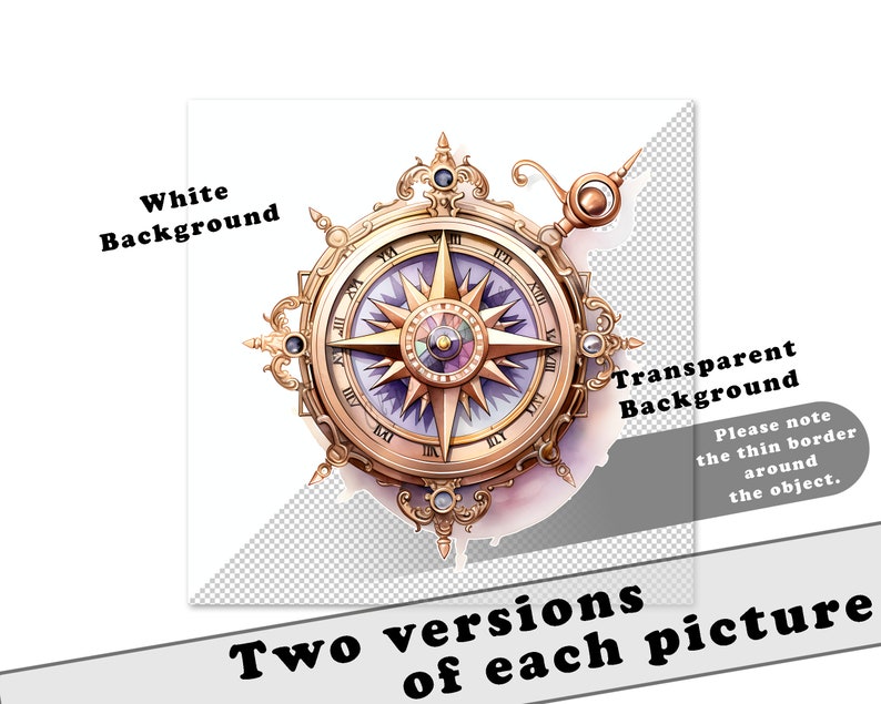 12 Steampunk Compass Clipart Png Bundle Watercolor Steampunk Compass Clipart Png Art Fantasy