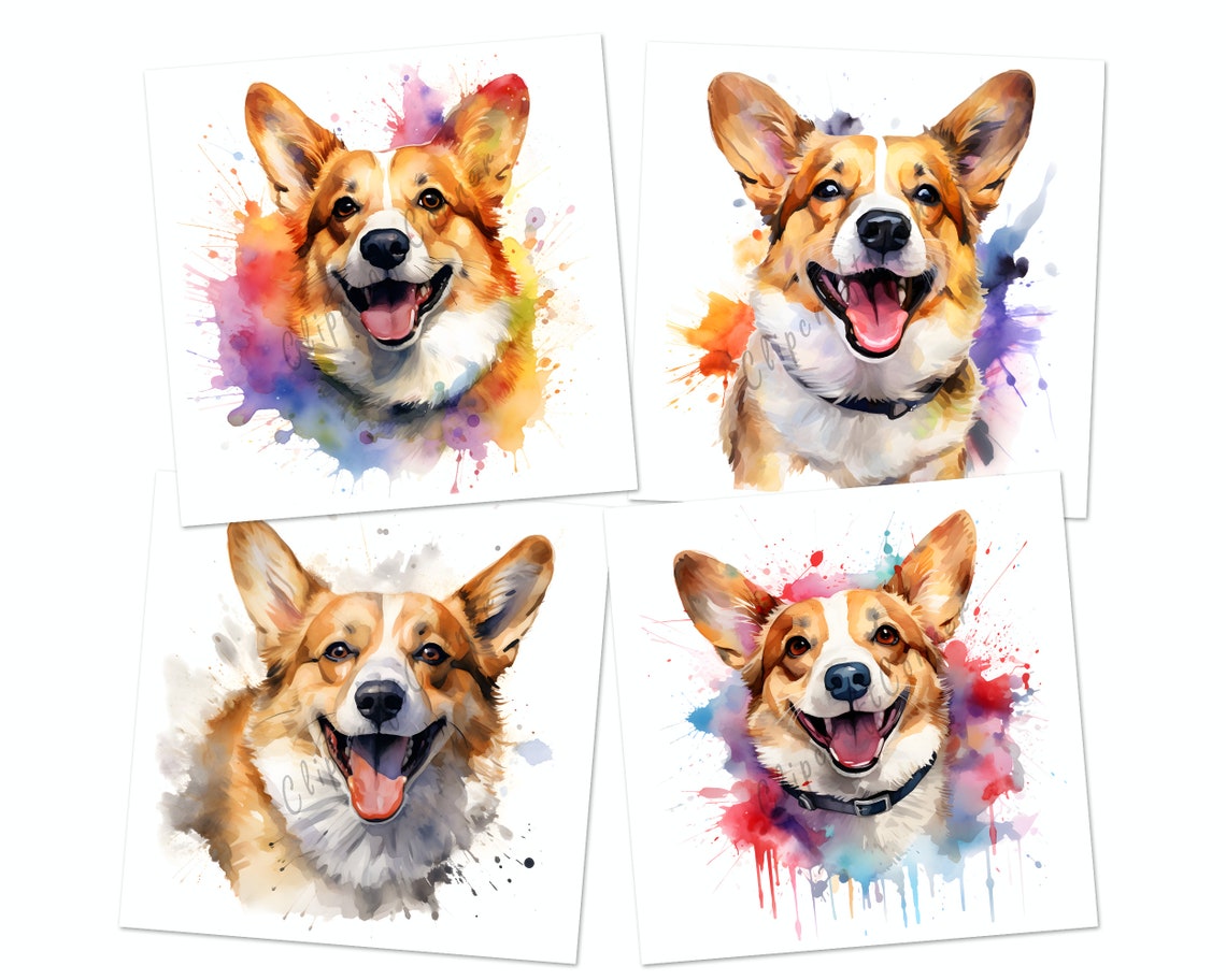 15 Pembroke Welsh Corgi Clipart PNG Bundle | Watercolor Dog Clipart PNG ...