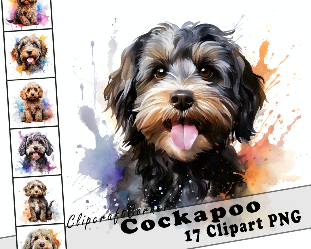 17 Cockapoo Clipart PNG Bundle Watercolor Dog Clipart PNG - Etsy