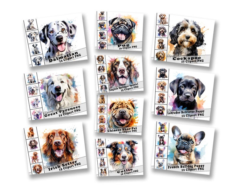 1100+ Watercolor Dog Mega Bundle Clipart PNG | Funny Dog Bundle | 83 ...