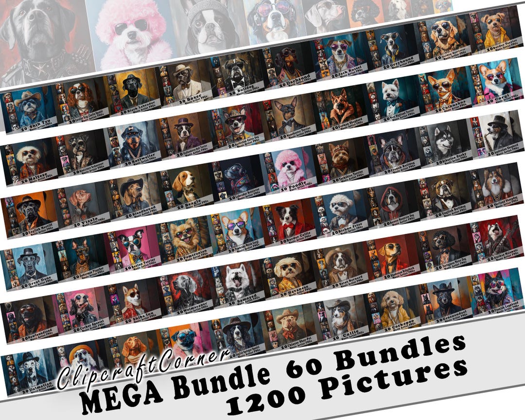 1200 Music Dog Mega Bundle Clipart PNG | Funny Dog Bundle | 60 Bundles ...
