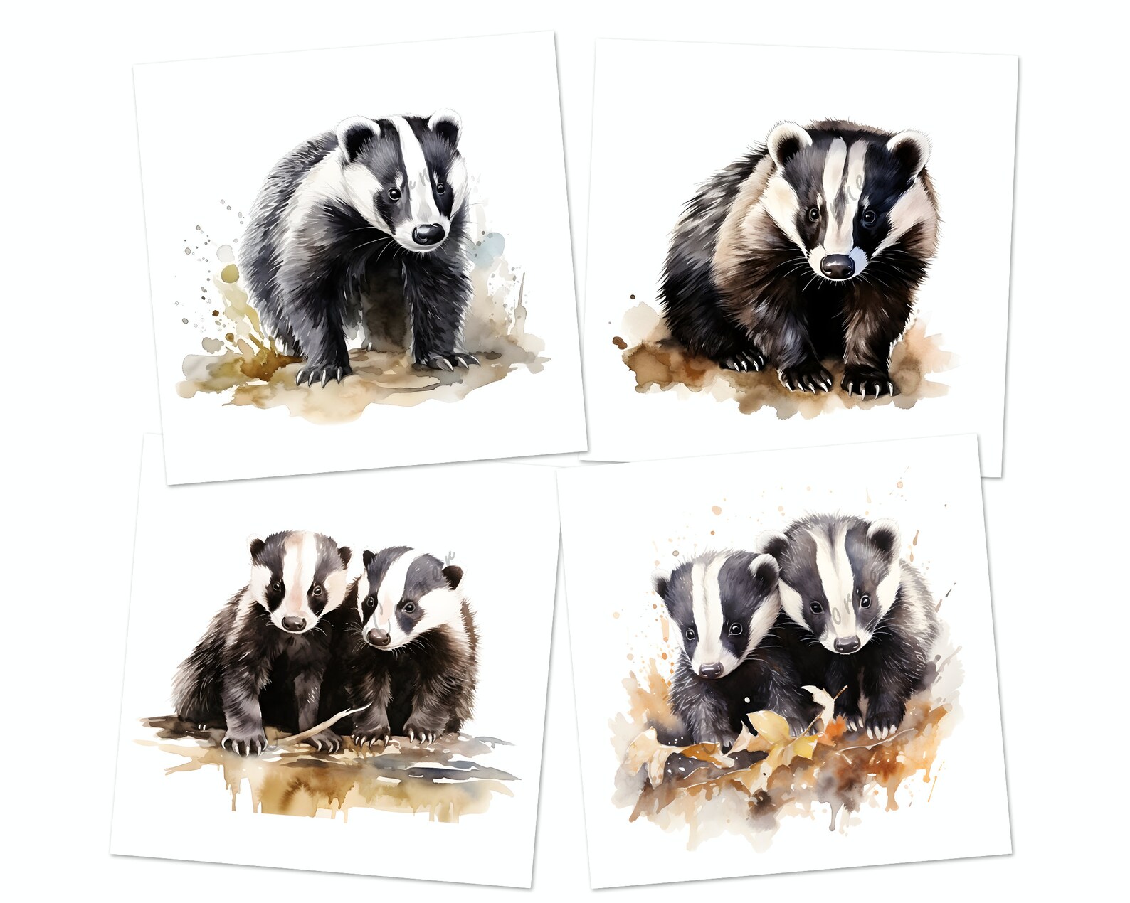 12 Badger Clipart PNG Forest Animal Bundle | Watercolor Badger Clipart ...