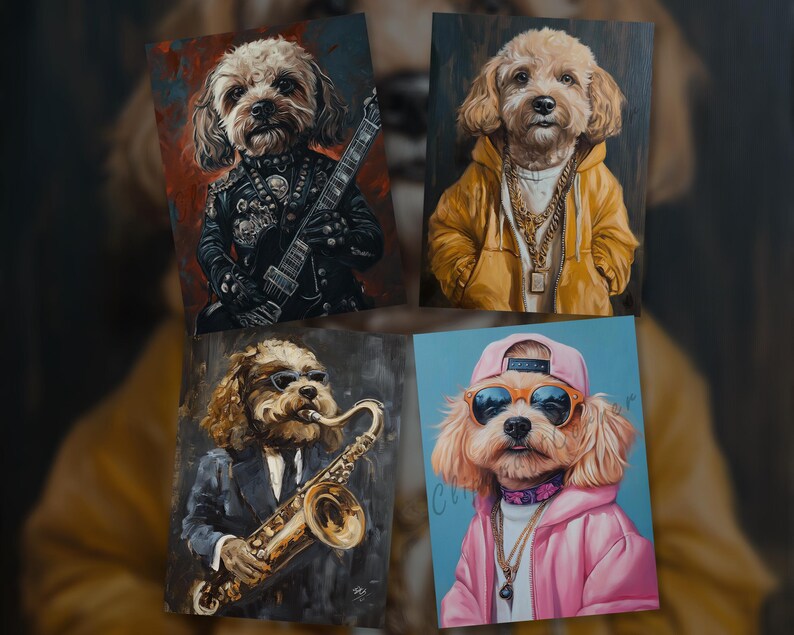 20 Cockapoo Clipart Images | Cockapoo Dog Portraits as Music Stars ...