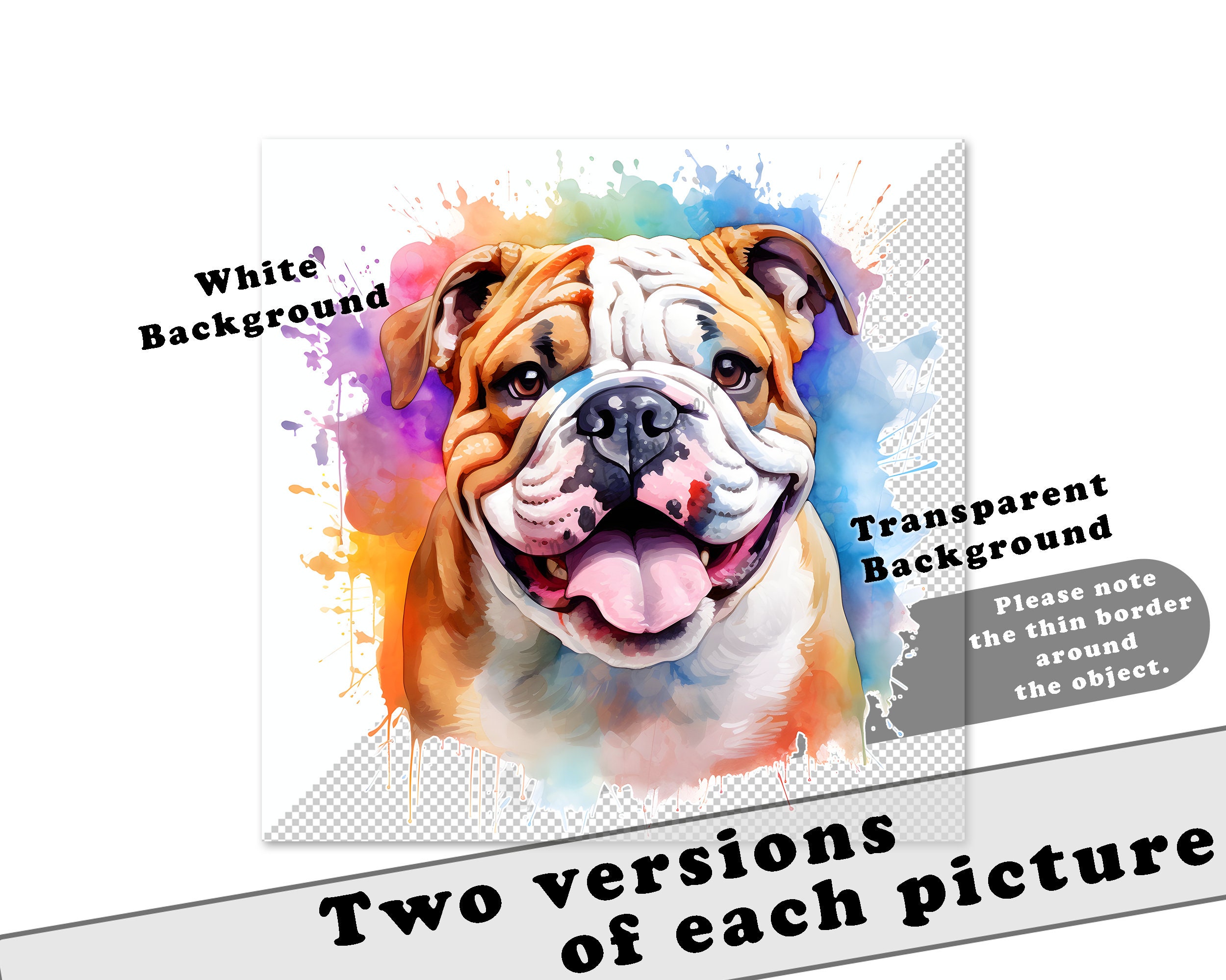 17 English Bulldog Clipart PNG Bundle | Watercolor Dog Clipart PNG | 39 ...