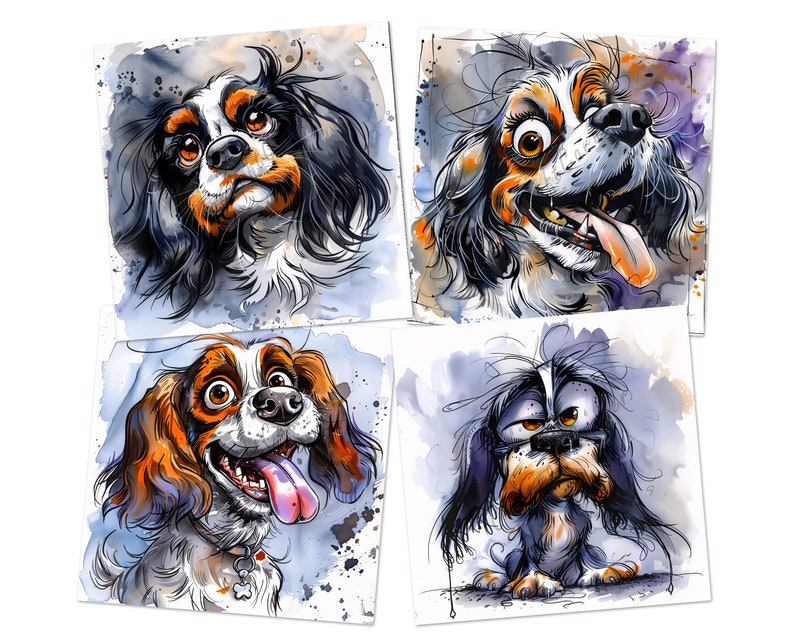 12 Cavalier King Charles Spaniel Clipart PNG Funny Dog Bundle ...