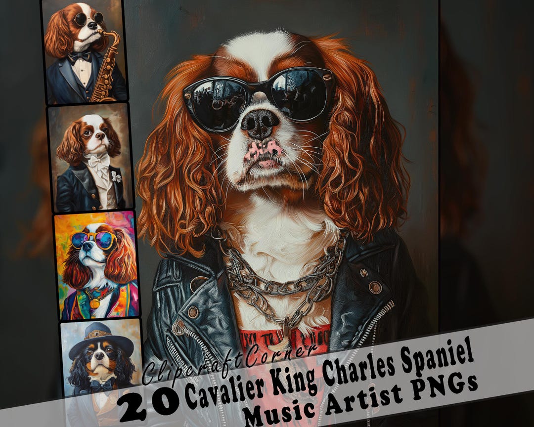20 Cavalier King Charles Spaniel Clipart | Music Star Dog Portraits ...