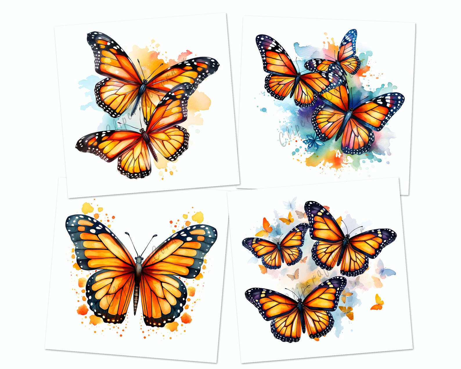 12 Monarch Butterfly Clipart PNG Forest Animal Bundle | Watercolor ...