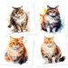 20 Fat Cats Clipart PNG Bundle | Cute Watercolor Fat Cat Clipart PNG ...