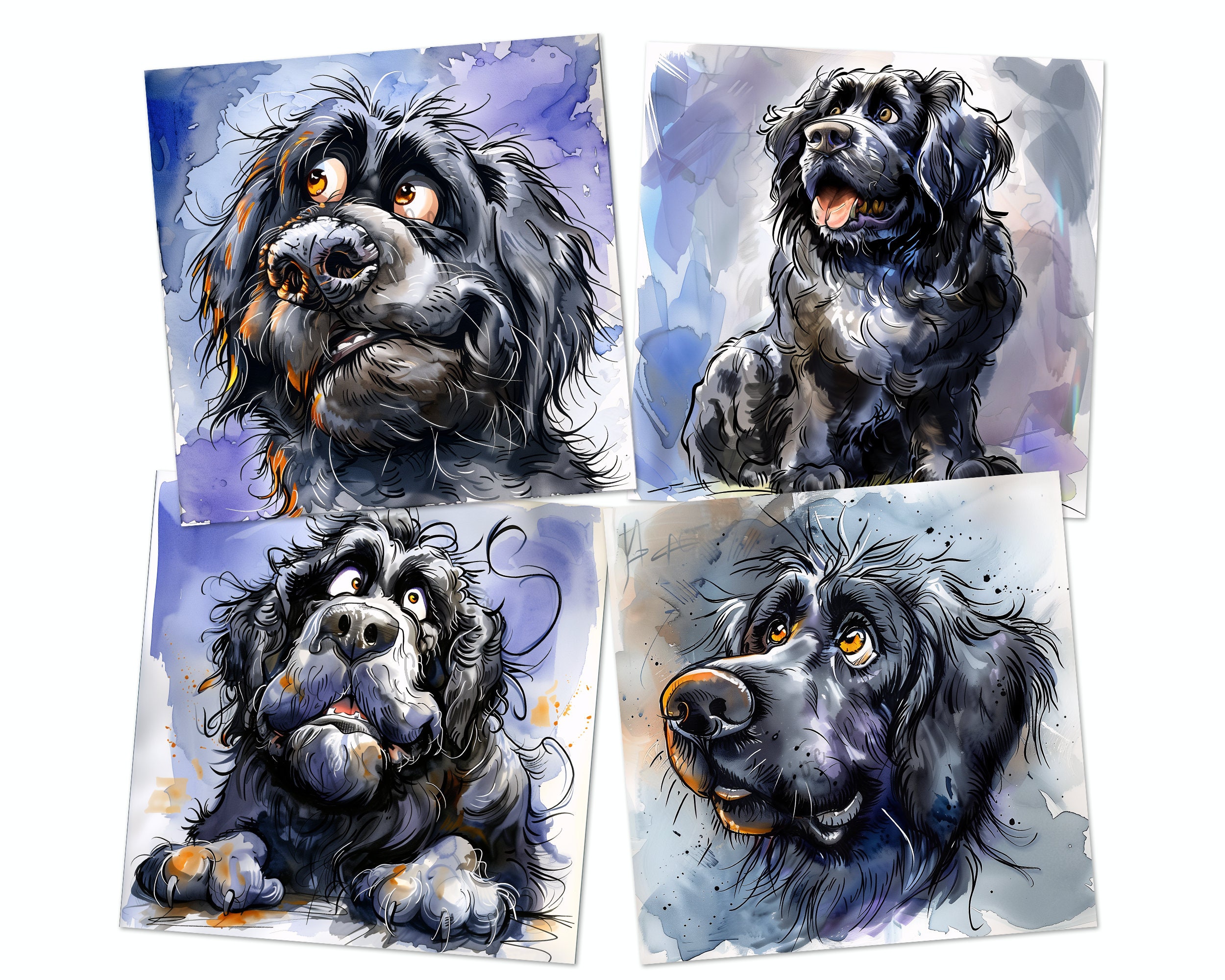 12 Newfoundland Clipart PNG Funny Dog Bundle | Watercolor Dog ...