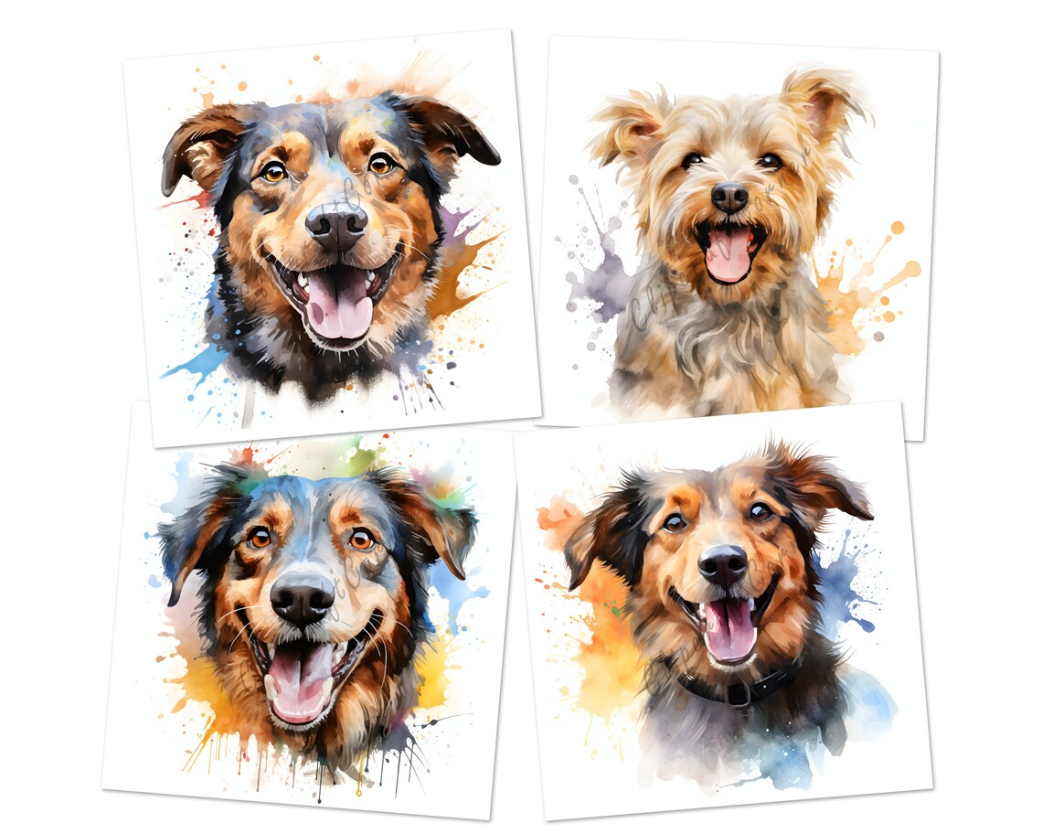20 Cross Breed Dogs Clipart PNG Bundle Watercolor Dog Clipart PNG 79 - Etsy