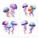 12 Jellyfish Clipart PNG Bundle | Watercolor Sea Animals Clipart PNG ...