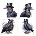 12 Steampunk Crow Clipart PNG Animal Bundle | Watercolor Steampunk Crow ...