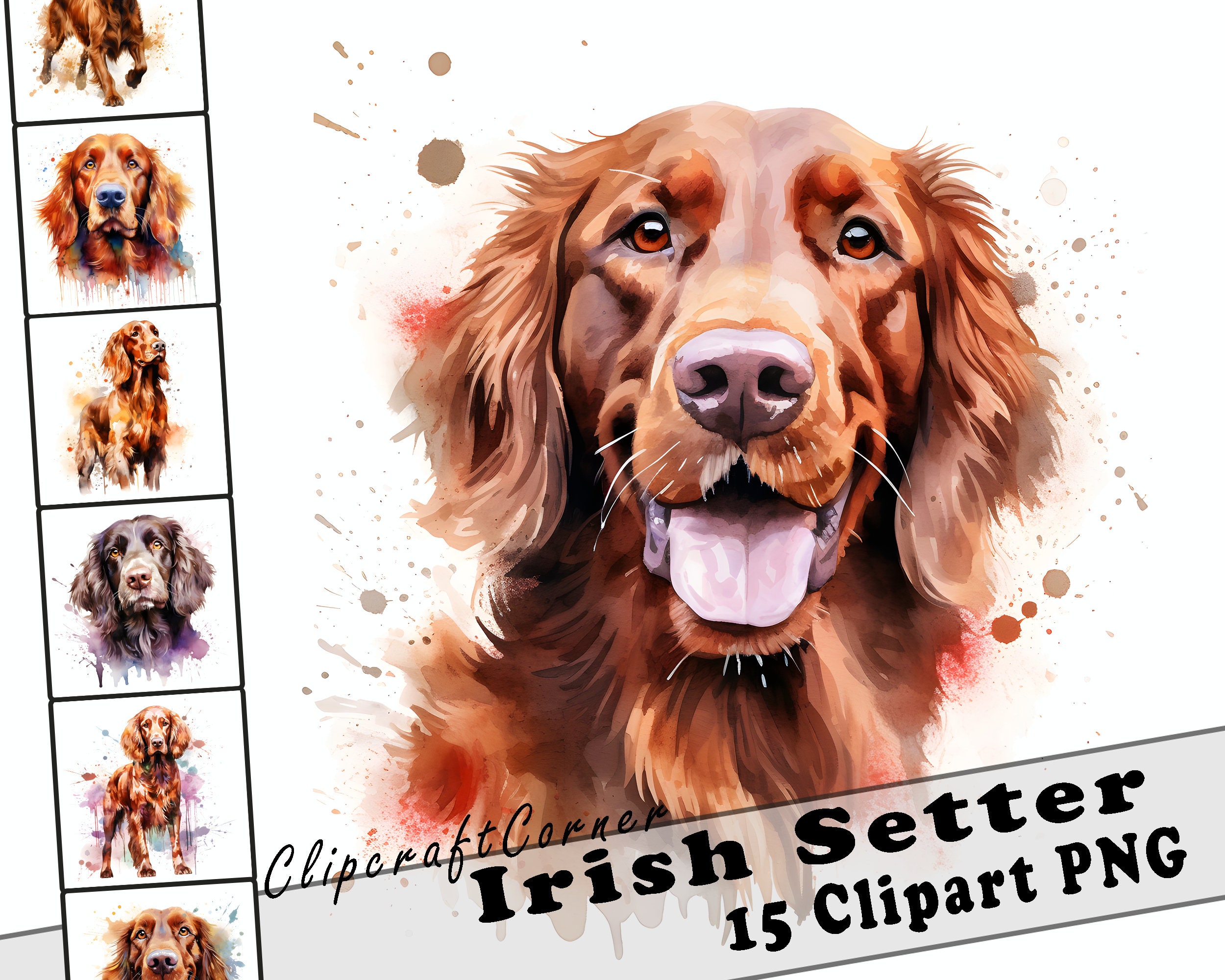 15 Irish Setter Clipart PNG Bundle Watercolor Dog Clipart - Etsy