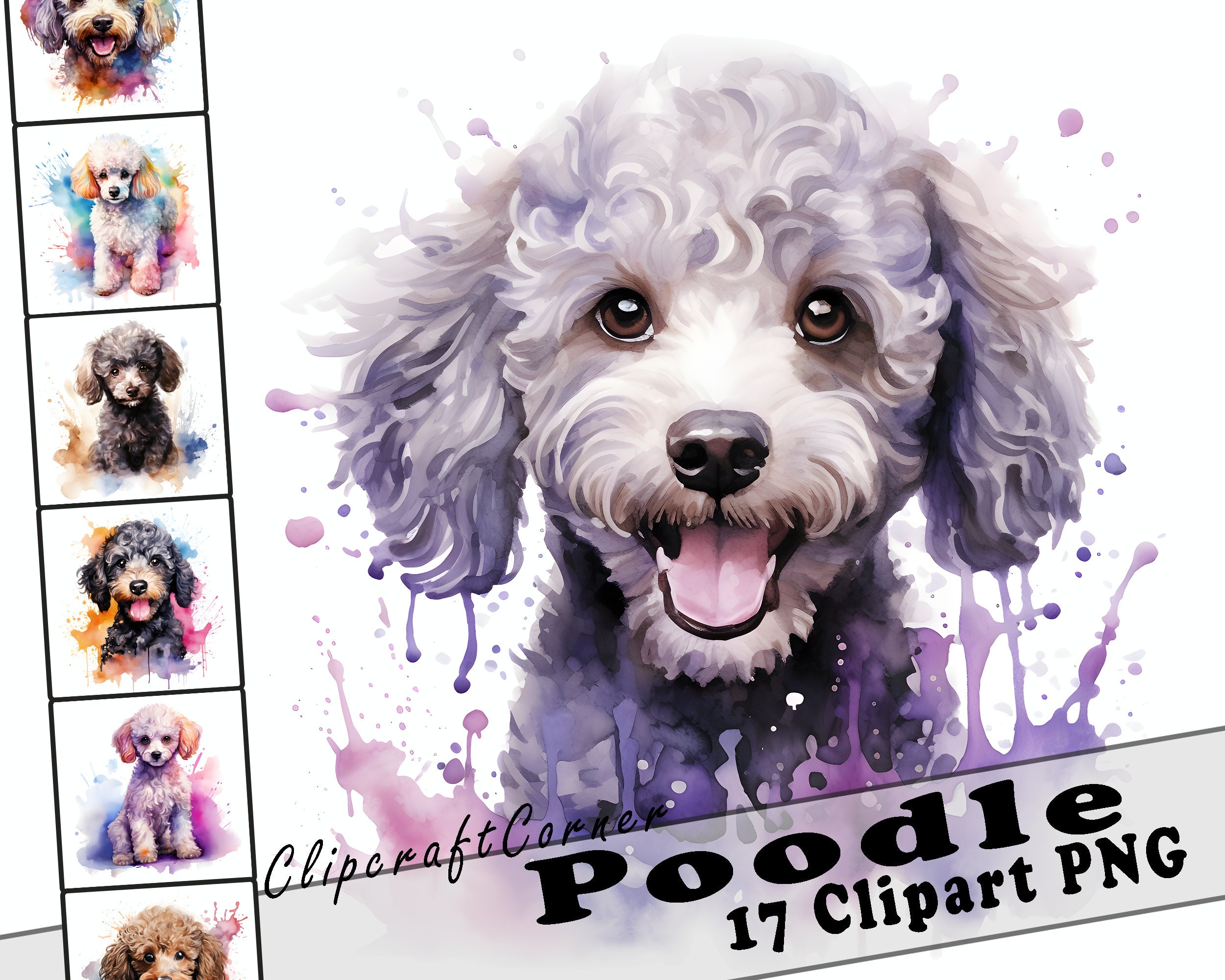 17 Poodle Clipart PNG Bundle Watercolor Dog Clipart PNG 26 - Etsy