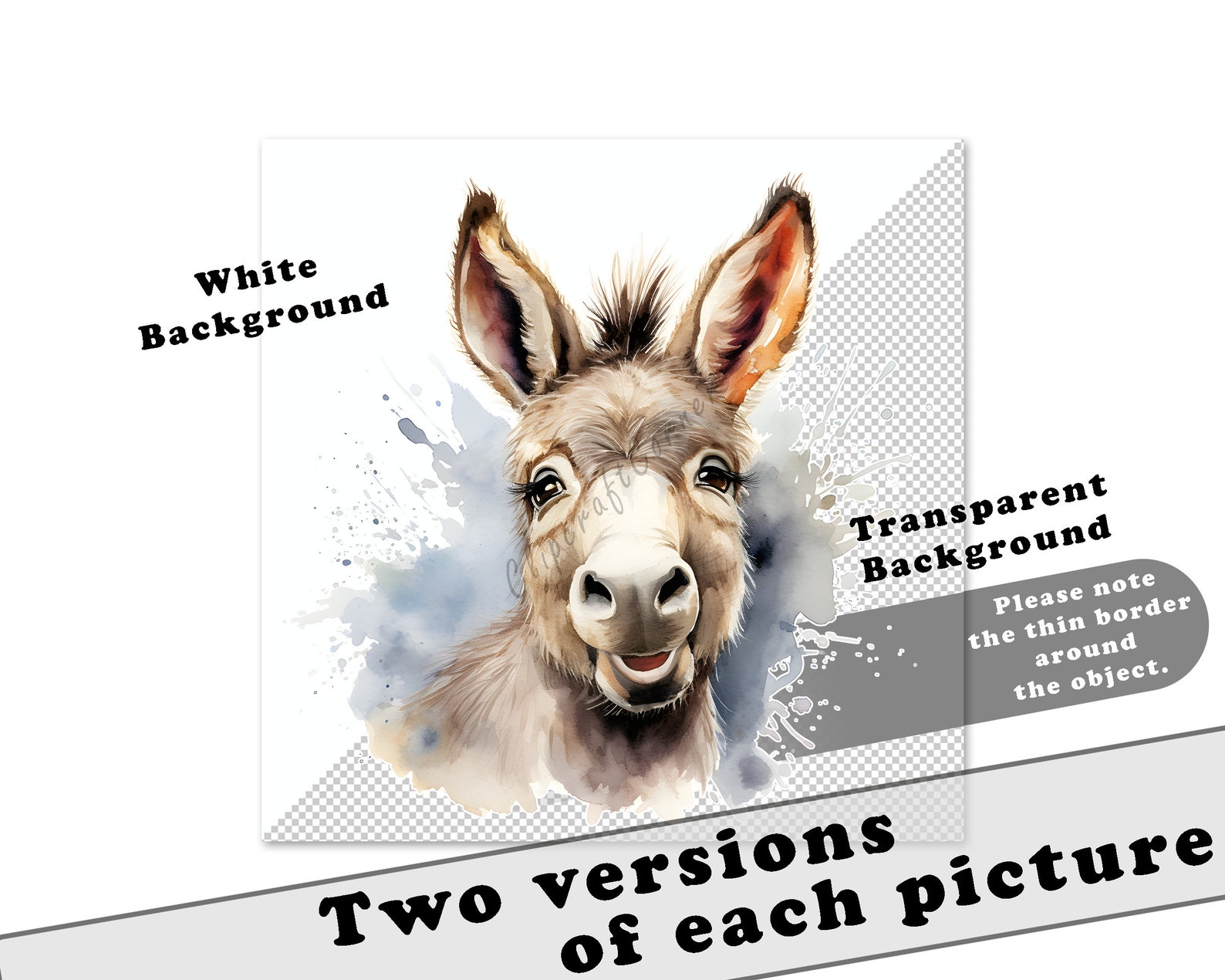 12 Happy Donkeys Clipart PNG Bundle | Watercolor Donkey Clipart PNG | Farm Animal Clipart PNG ...