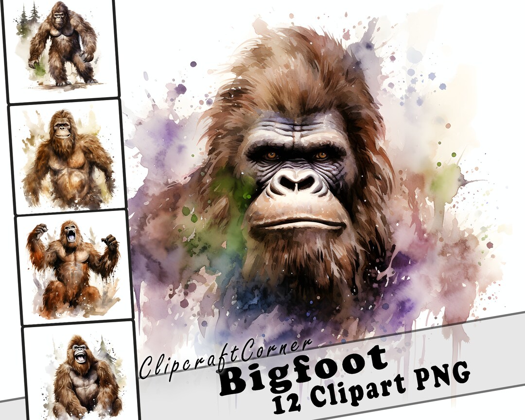 12 Bigfoot Clipart PNG Forest Animal Bundle | Watercolor Sasquatch ...