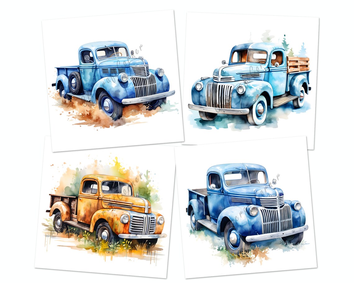12 Pickup Truck Clipart PNG Bundle Watercolor Truck Clipart PNG Farm ...