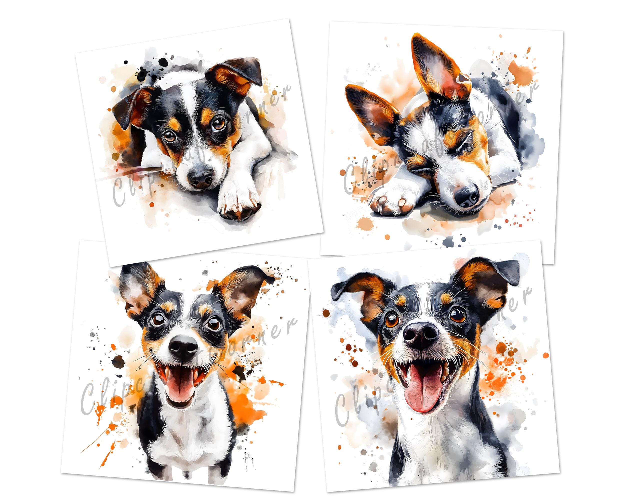 12 Miniature Fox Terrier PNG Bundle | Watercolor Dog Clipart PNG | 82 ...