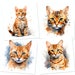 12 Cheetoh Cat Clipart PNG Bundle Cute Watercolor Cat Clipart PNG 542 ...