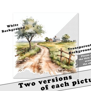 12 Country Lanes Clipart PNG Bundle | Watercolor Country Road Clipart ...