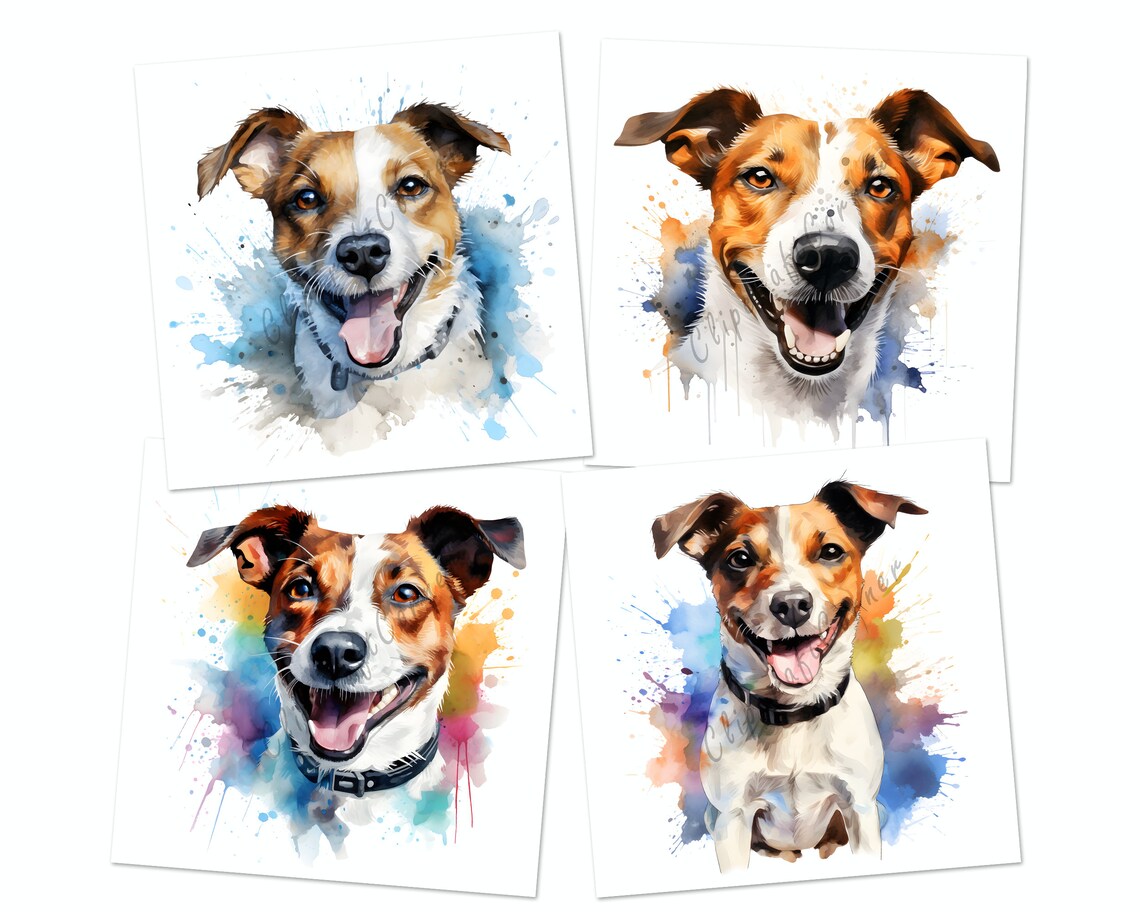 13 Jack Russel Clipart PNG Bundle | Watercolor Dog Clipart PNG | 2 - Etsy
