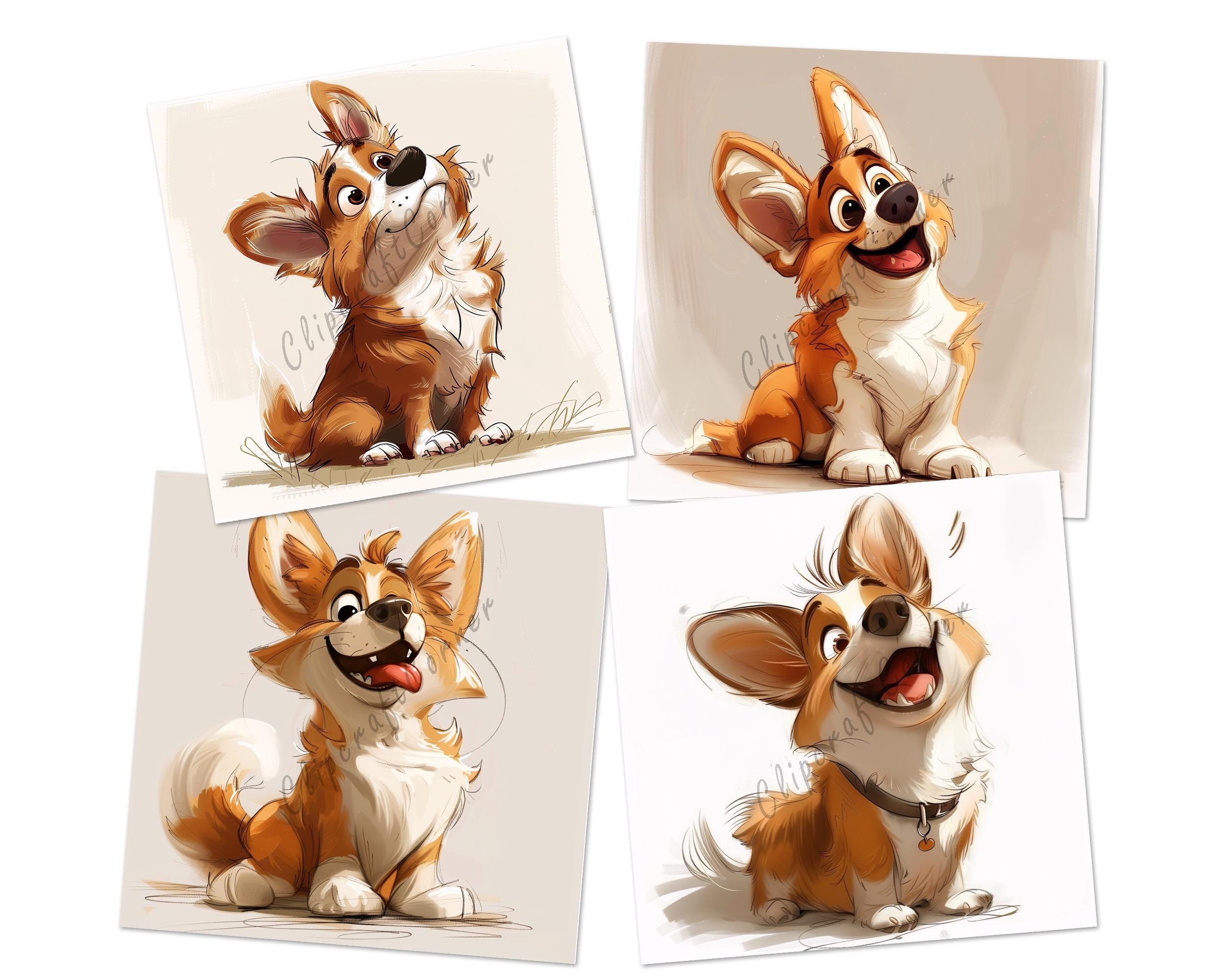 12 Pembroke Welsh Corgi Clipart PNG Funny Dog Bundle | Watercolor Dog ...