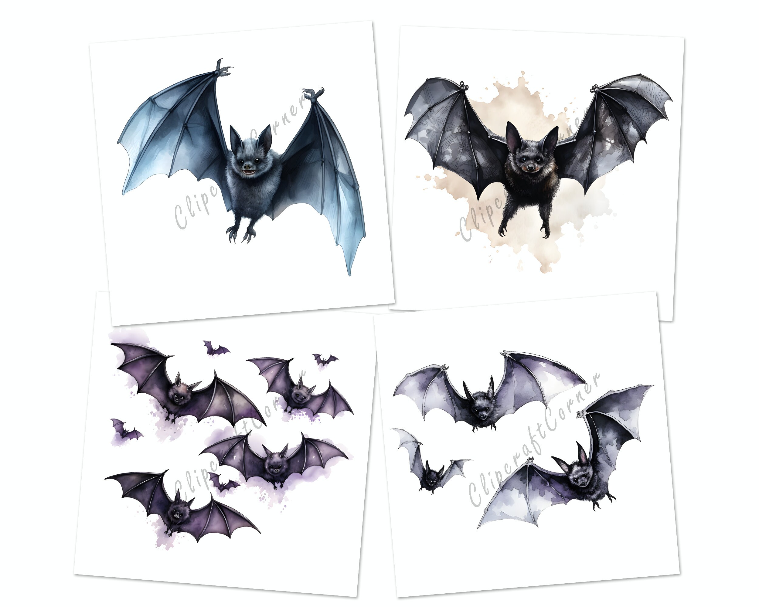 12 Bat Clipart PNG Forest Animal Bundle | Watercolor Bat Clipart PNG ...