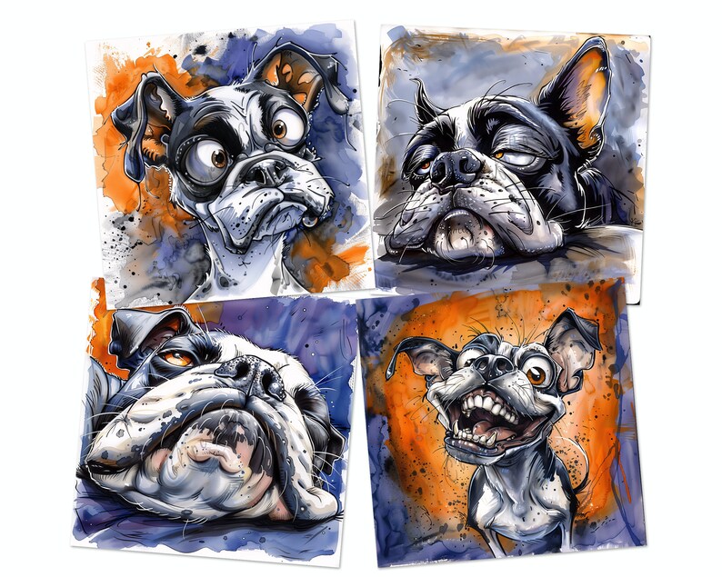 12 Boston Terrier Clipart PNG Funny Dog Bundle | Watercolor Dog ...