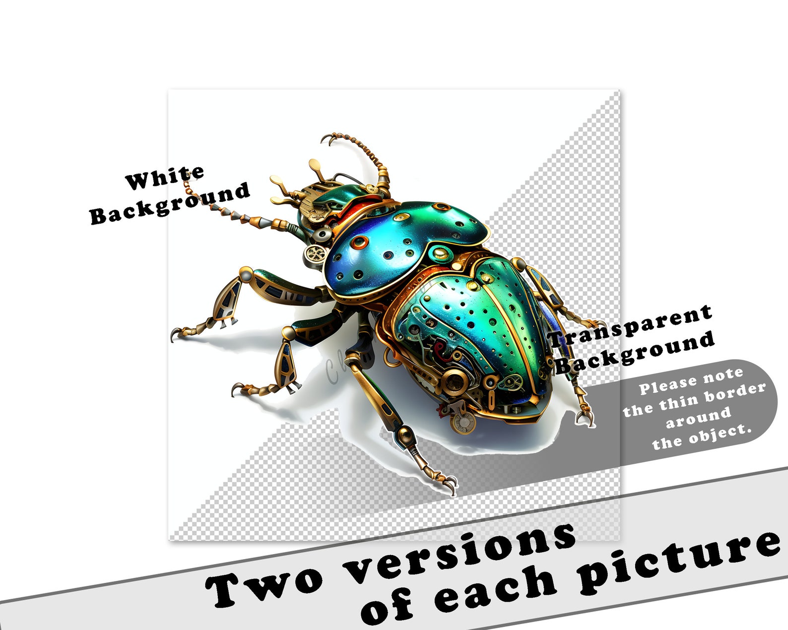 12 Steampunk Beetle Clipart PNG Animal Bundle | Watercolor Steampunk ...