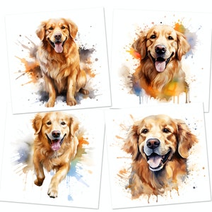 13 Golden Retriever Clipart PNG Bundle | Watercolor Dog PNG Clipart | 9 ...