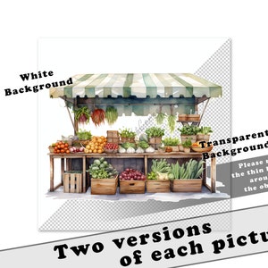 12 Farmers Market Stall Clipart PNG Bundle | Watercolor Market Stall ...