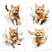 12 Cheetoh Cat Clipart PNG Bundle | Cute Watercolor Cat Clipart PNG ...
