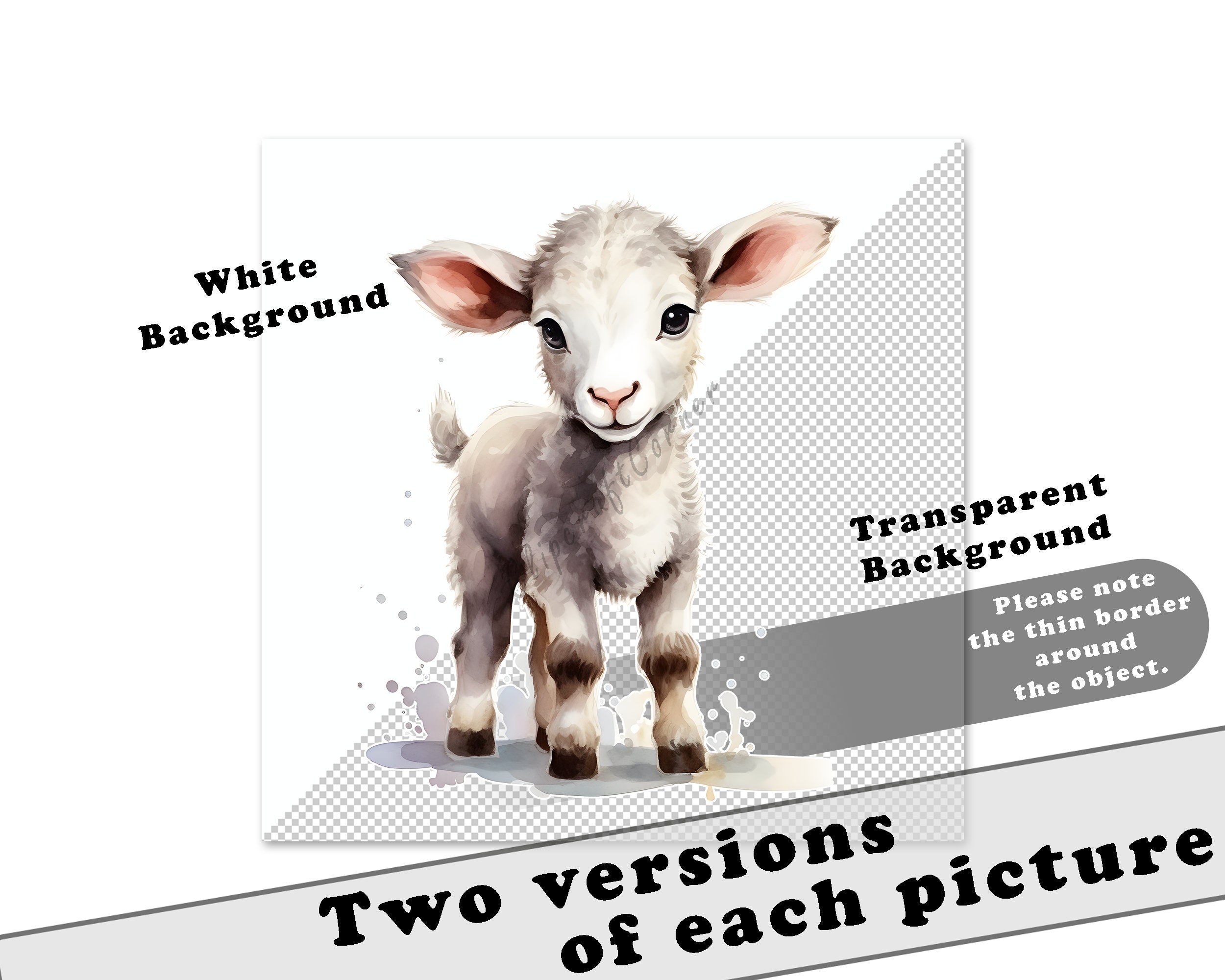 12 Lamb Clipart PNG Bundle | Watercolor Sheep Clipart PNG | Farm Animal ...