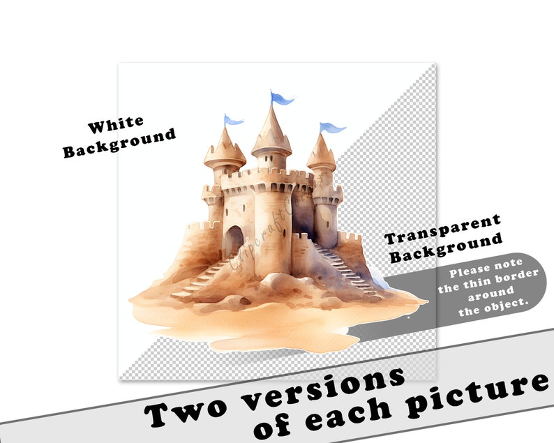 12 Sandcastle Clipart PNG Bundle | Tropical Beach Watercolor Clipart ...