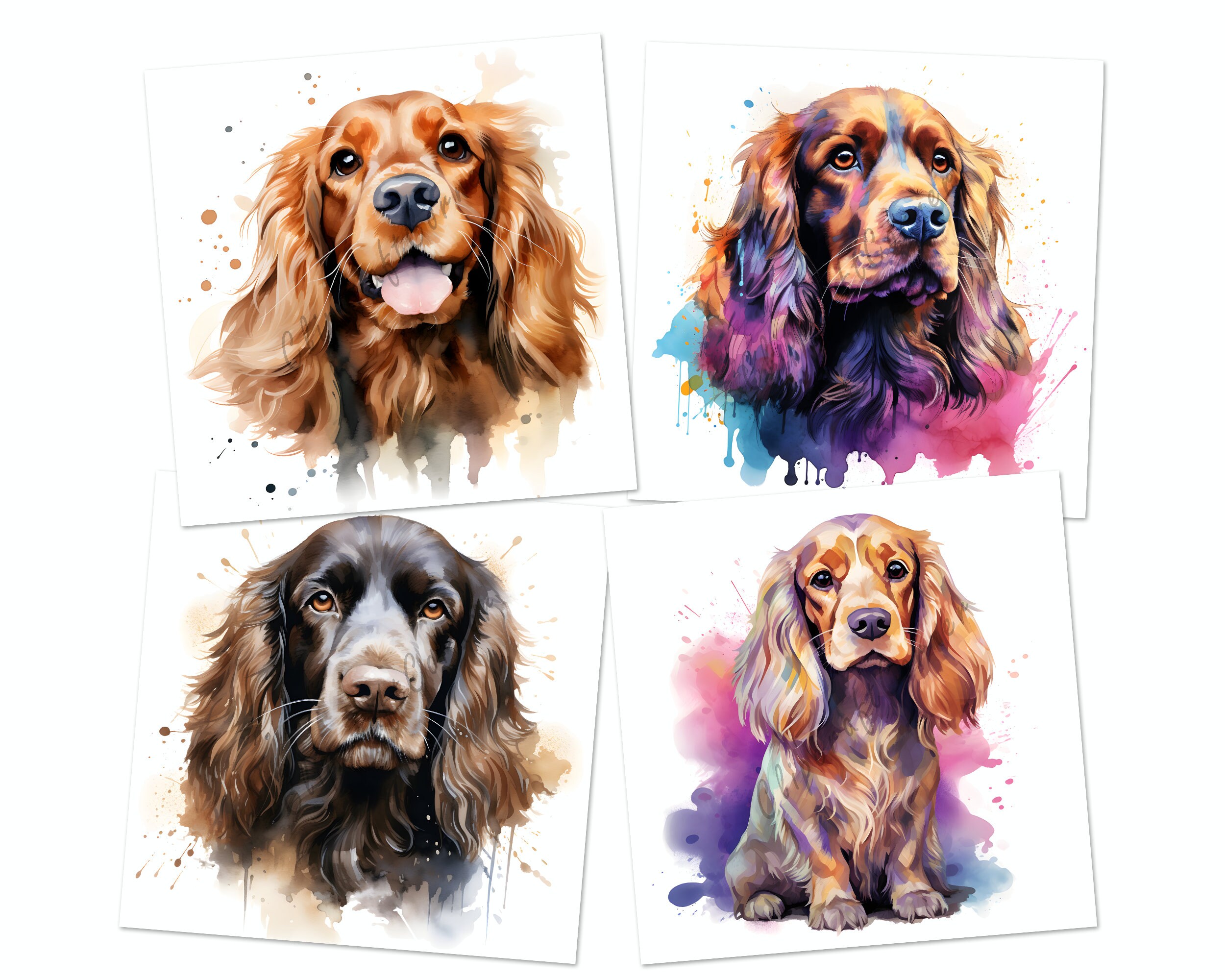 12 Cocker Spaniel Clipart PNG Bundle | Watercolor Dog Clipart PNG | 42 ...