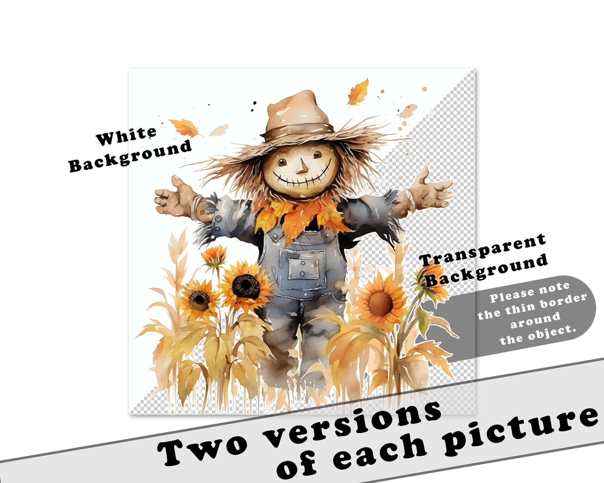 12 Scarecrow Clipart PNG Bundle | Watercolor Scarecrow Clipart PNG ...