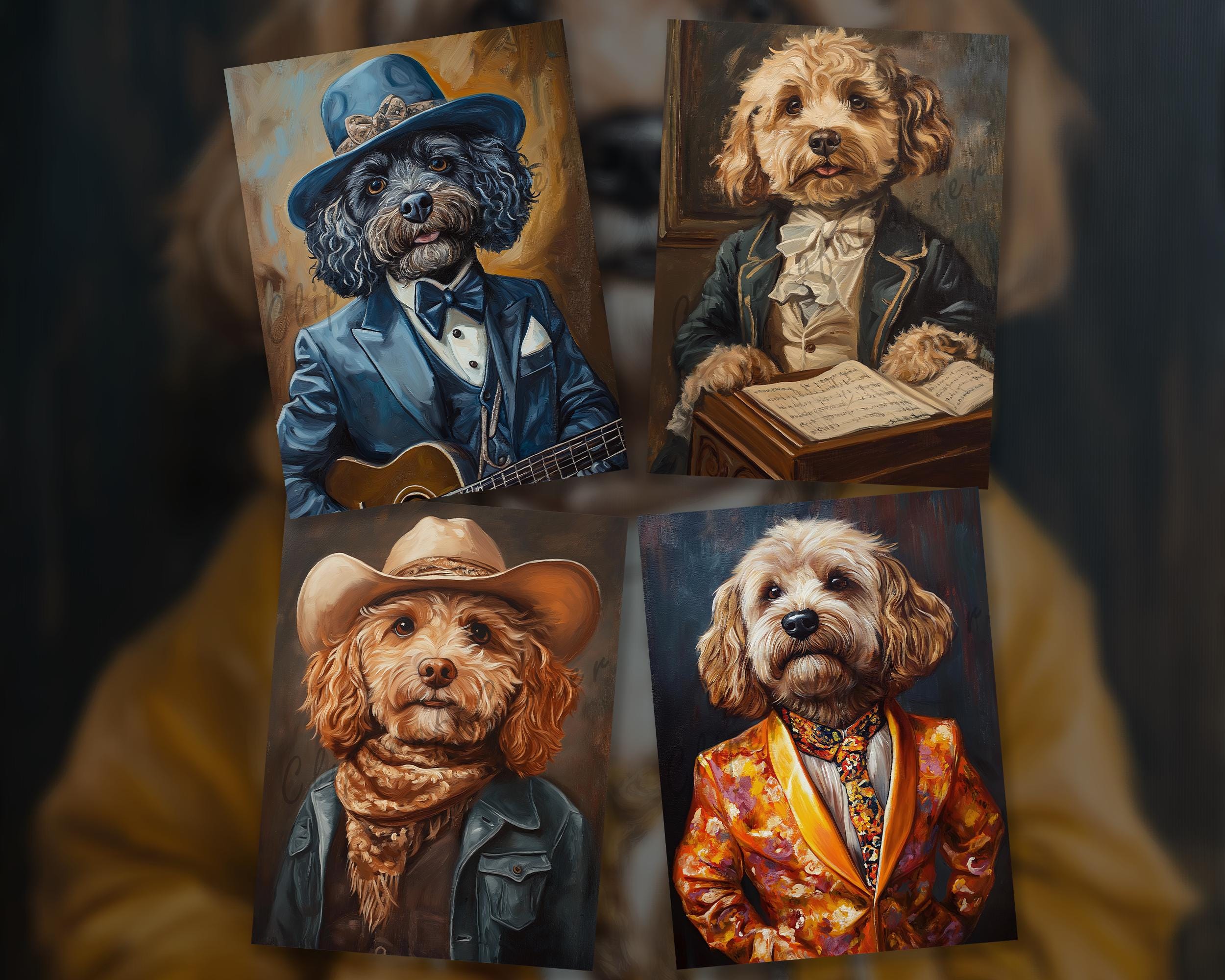 20 Cockapoo Clipart Images | Cockapoo Dog Portraits as Music Stars ...