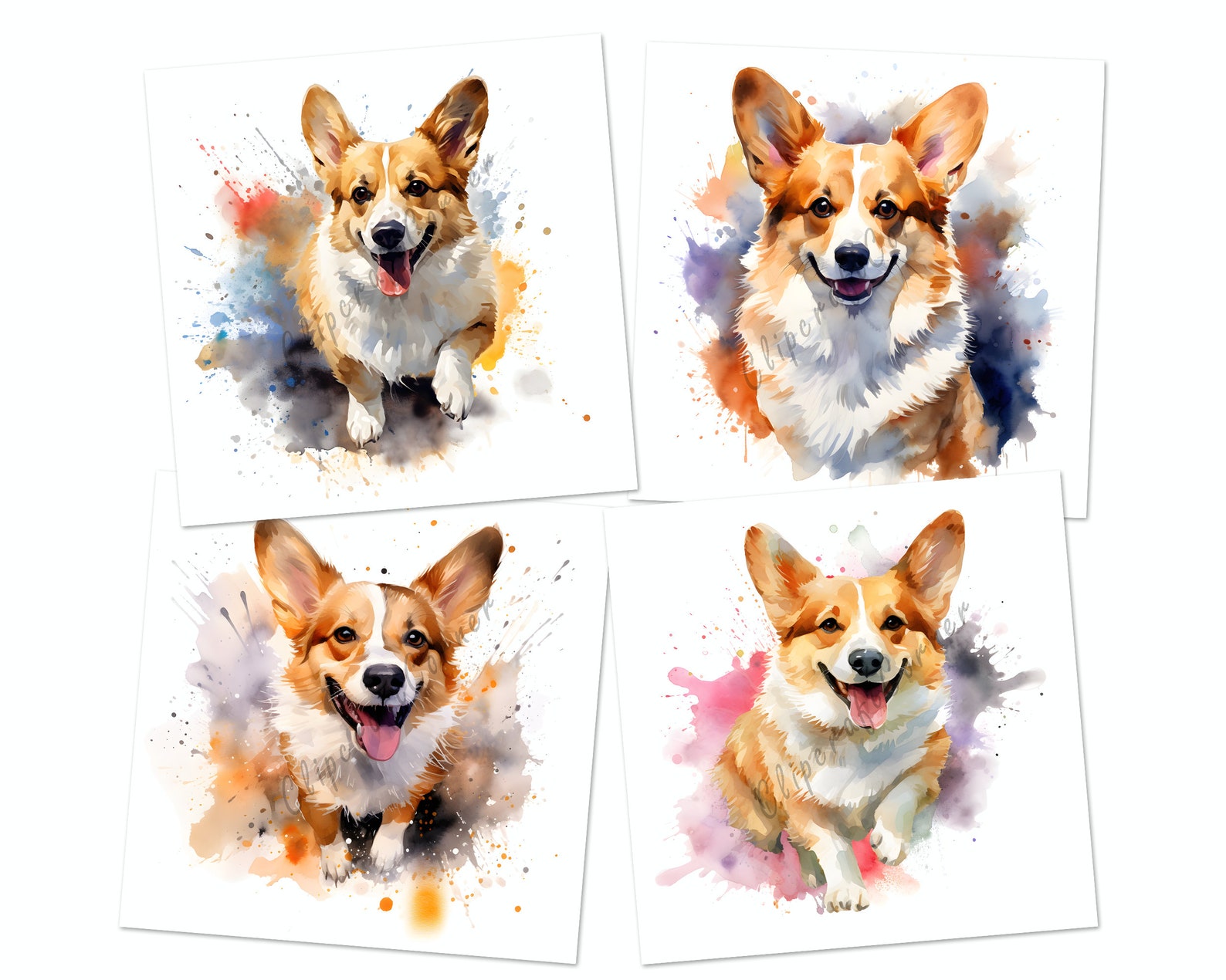 15 Pembroke Welsh Corgi Clipart PNG Bundle | Watercolor Dog Clipart PNG ...