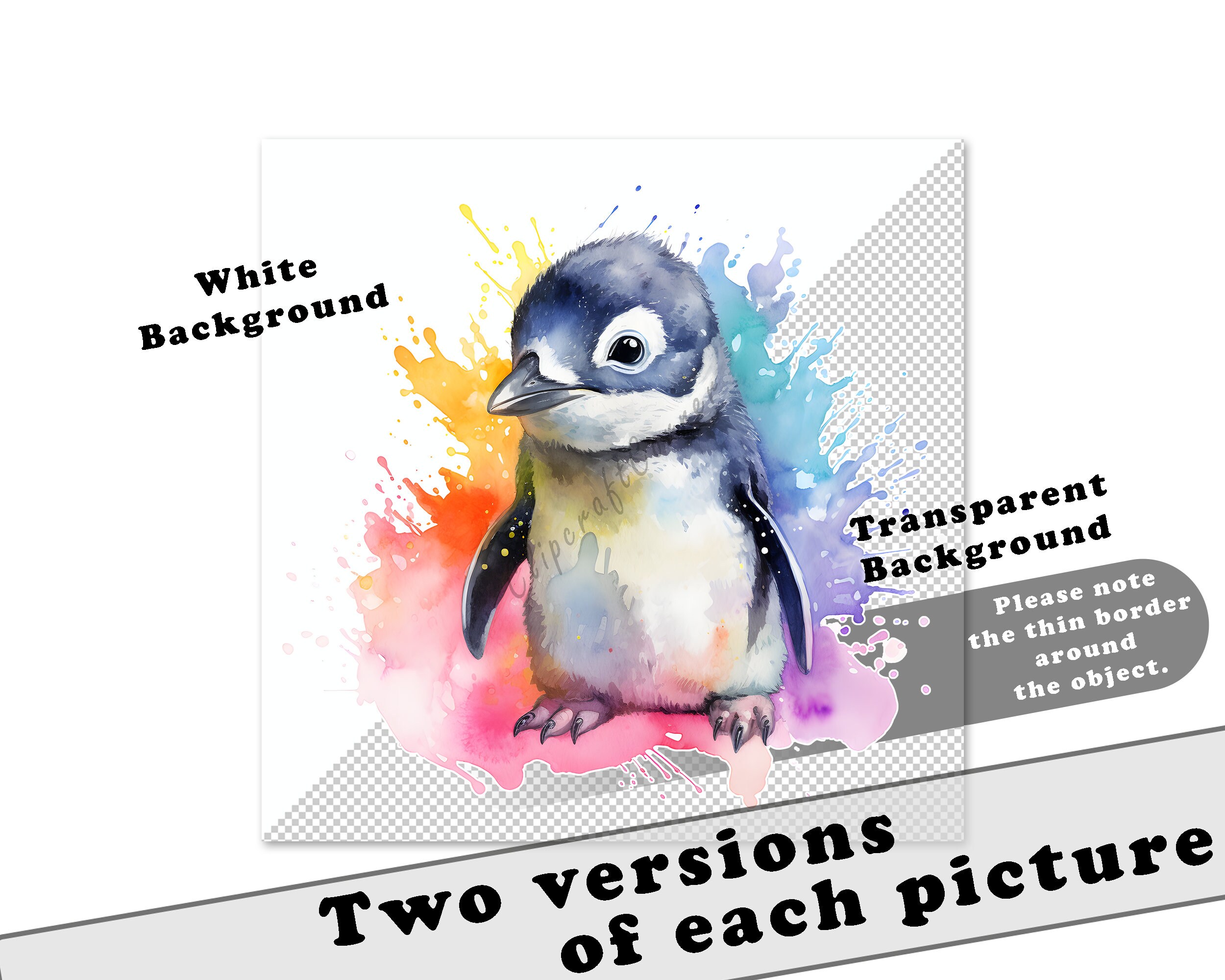12 Baby Penguins Clipart PNG Art Bundle Watercolor Bird Clipart PNG ...