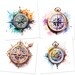 12 Steampunk Compass Clipart PNG Bundle | Watercolor Steampunk Compass ...