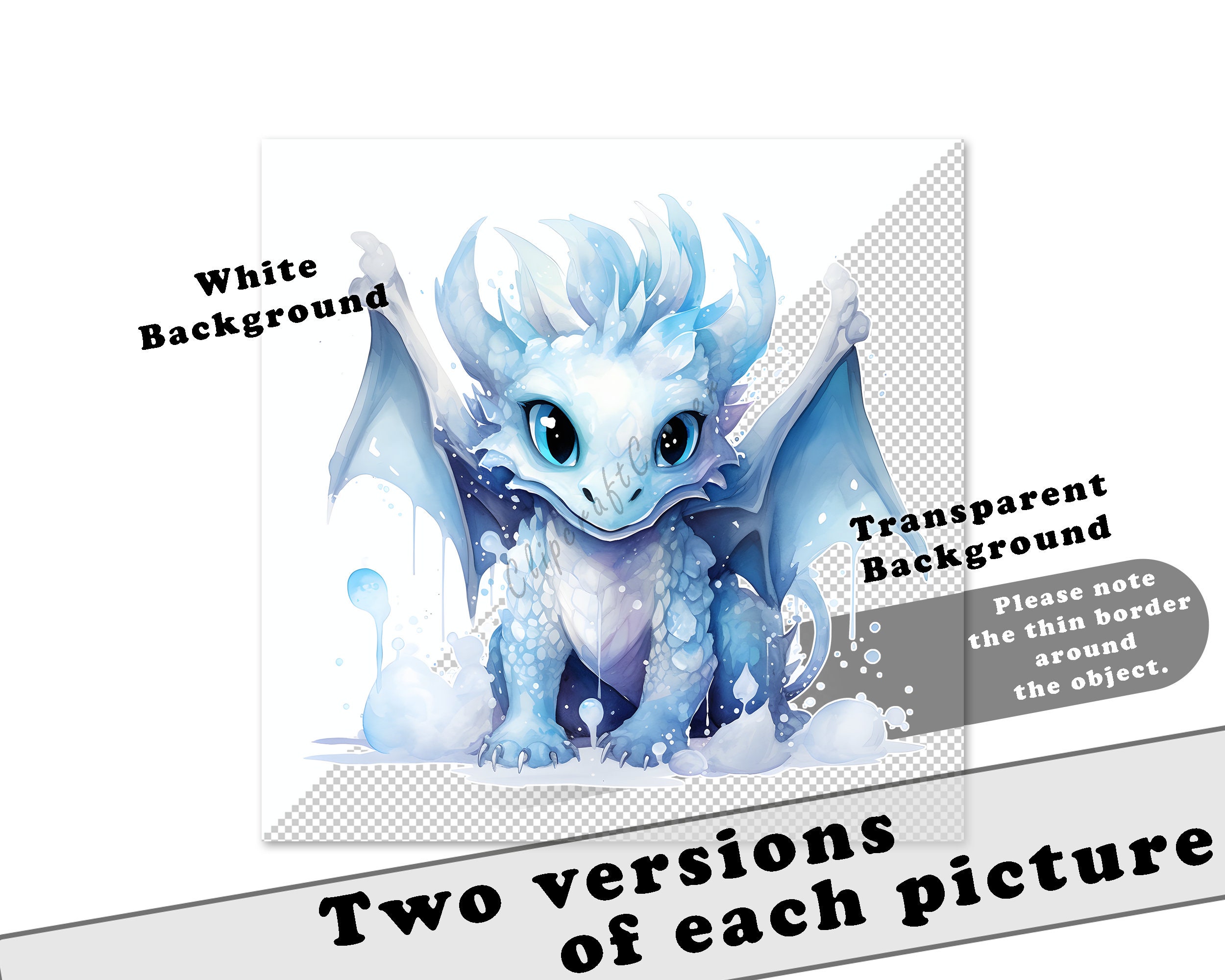 12 Ice Dragon Clipart PNG Fairytale Bundle | Magical Watercolor Fantasy ...