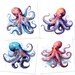 12 Octopus Clipart PNG Bundle | Watercolor Sea Animals Clipart PNG ...