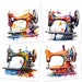 12 Steampunk Sewing Machine Clipart PNG Bundle | Watercolor Steampunk ...