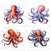 12 Octopus Clipart PNG Bundle | Watercolor Sea Animals Clipart PNG ...