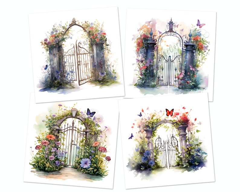 12 Fairy Garden Gate Clipart PNG Fairytale Bundle | Magical Watercolor ...