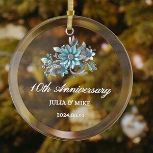 3D Floral 10th Anniversary Glass Ornament, 10 Years Later, 10 Years and ...