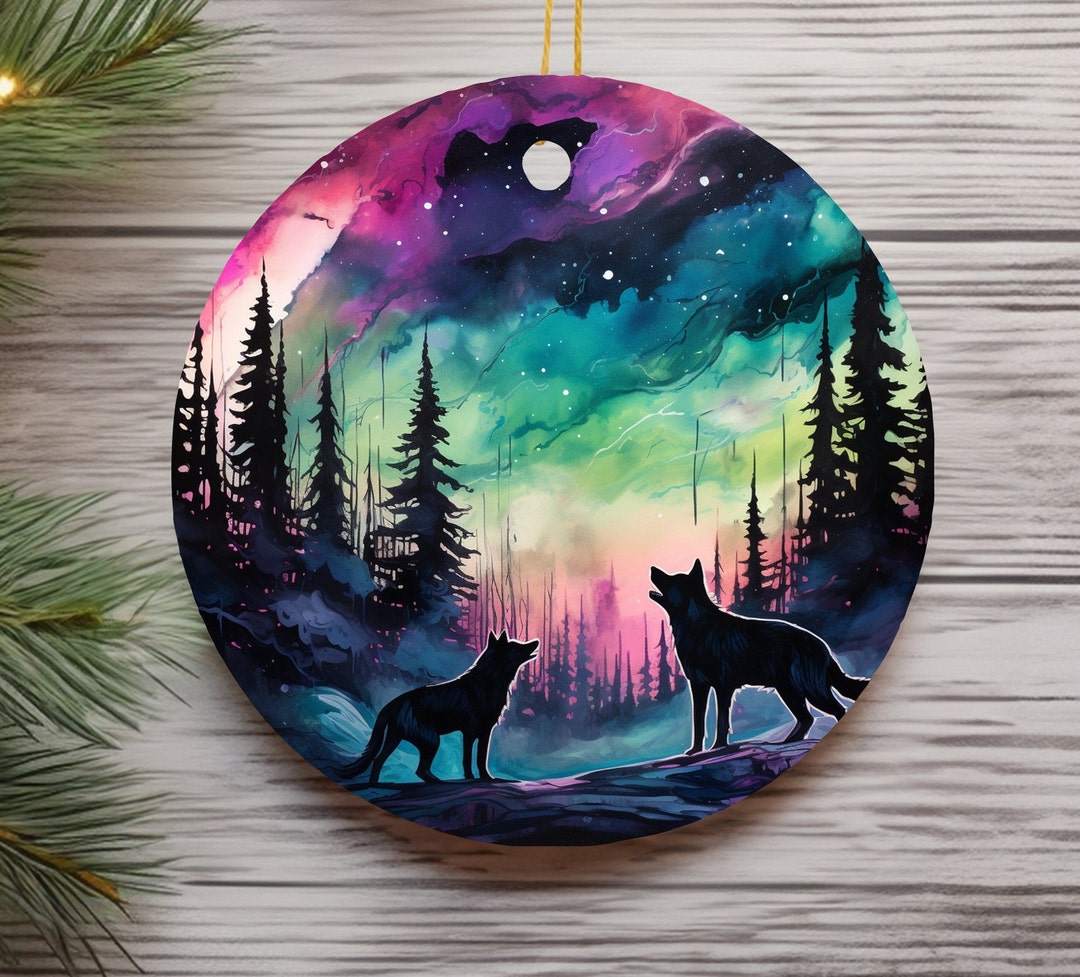 Northern Lights Aurora Borealis Christmas Ceramic Ornament Christmas ...