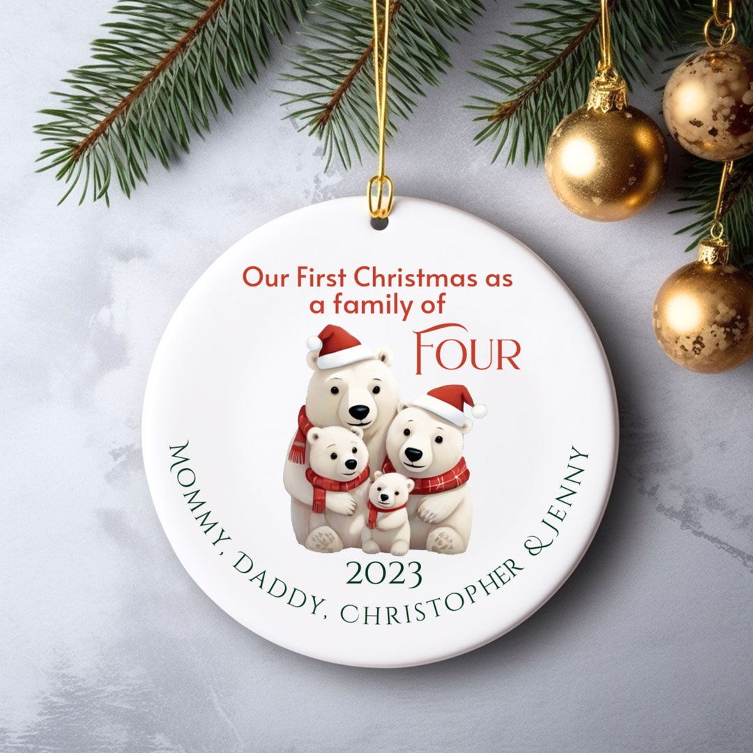 Family of Four Christmas Ornament, Personalized Baby's First Christmas ...